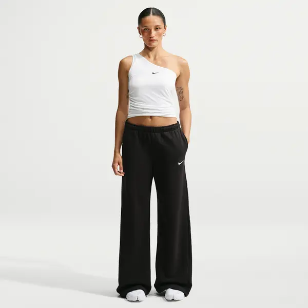 Nike Studio Fleece Mid-rise Wide-leg Pants - Black