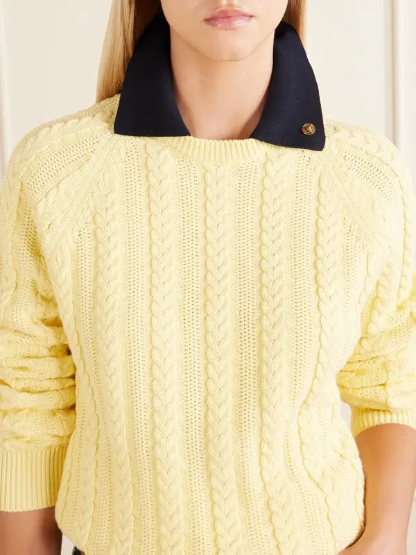 Versace Cable-knit Cotton Sweater With Medusa Hardware