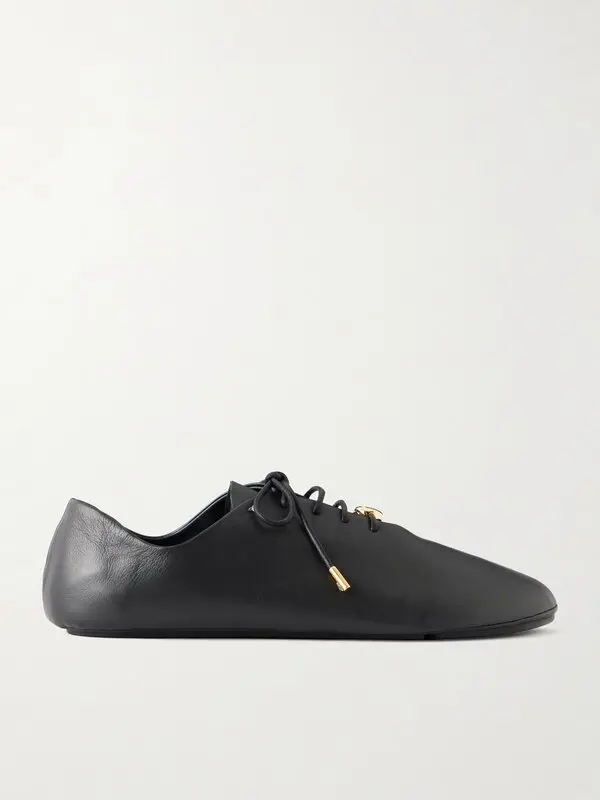 Loewe Pebble Embellished Leather Lace-up Sneakers - Black
