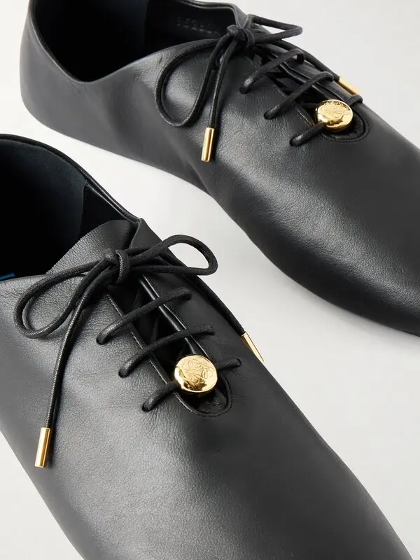 Loewe Pebble Embellished Leather Lace-up Sneakers - Black