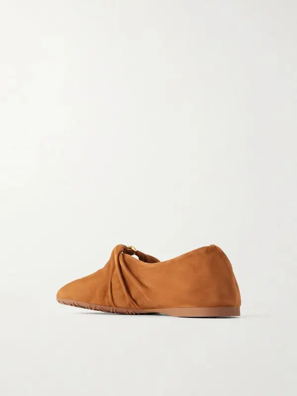 Loewe Pebble Embellished Suede Ballet Flats - Brown
