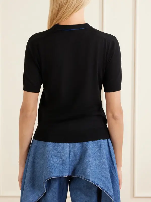 Loewe Anagram Embroidered Wool-blend Short-sleeve Sweater