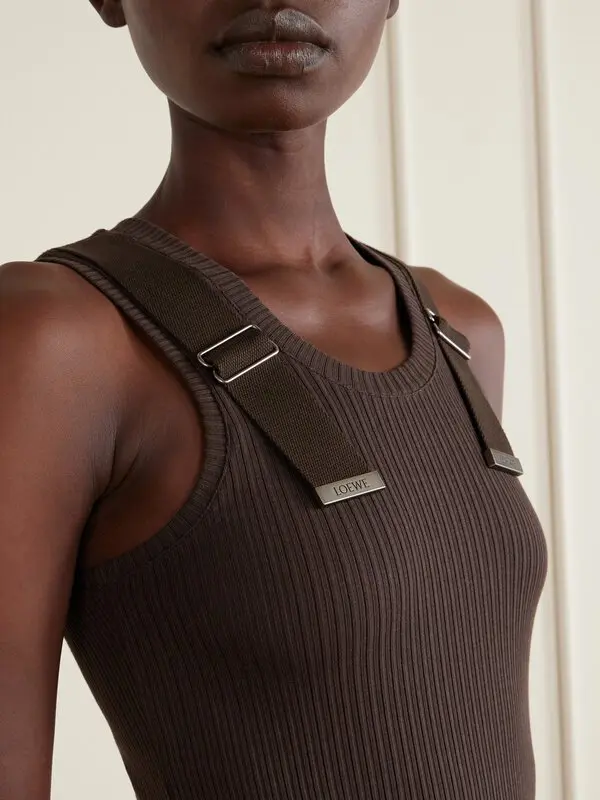 Loewe Embellished Ribbed Stretch-cotton Midi Dress