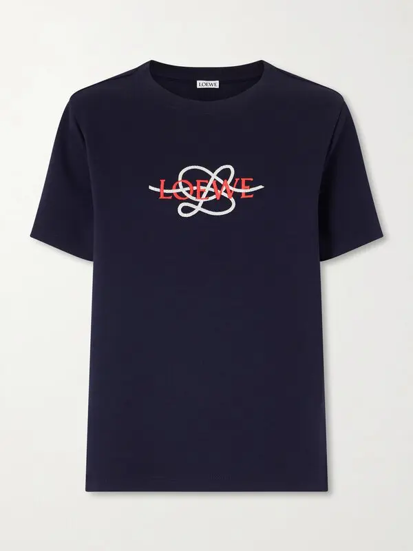 Loewe Anagram Embroidered Cotton-blend T-shirt - Blue