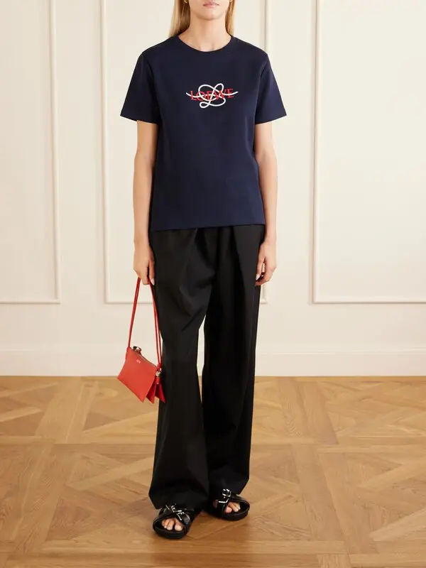 Loewe Anagram Embroidered Cotton-blend T-shirt - Blue