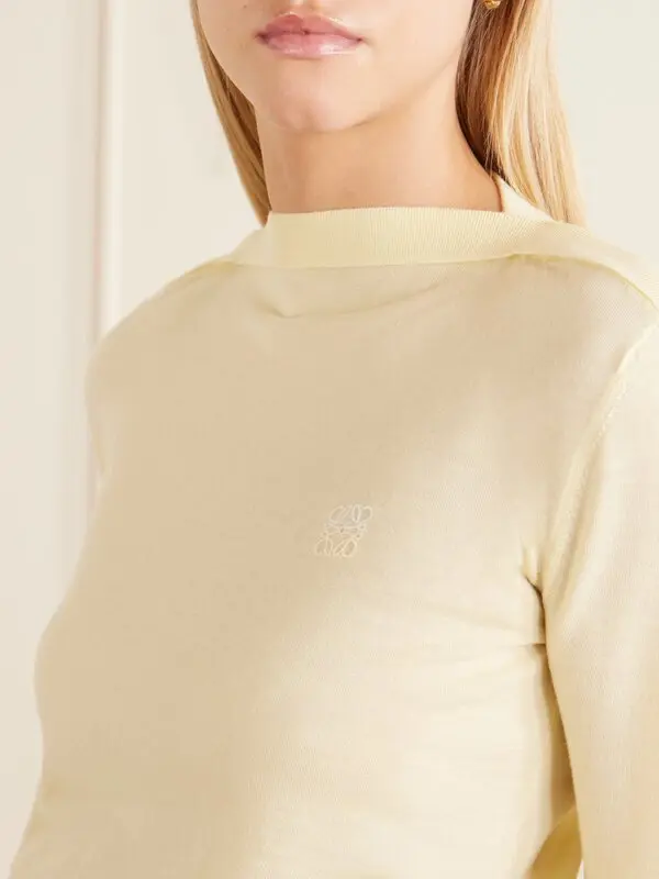 Loewe Anagram Embroidered Wool-blend Boat Neck Sweater