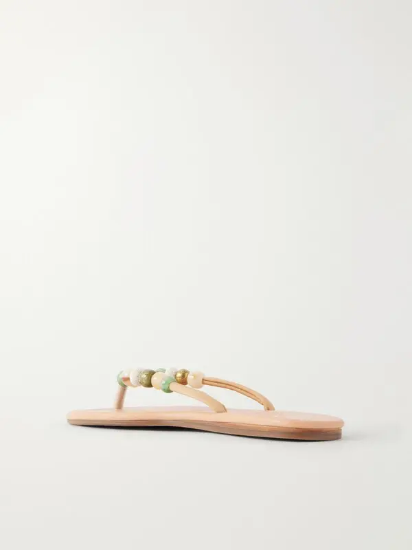 ANCIENT GREEK SANDALS Saionara Bead-embellished Leather Flip Flops