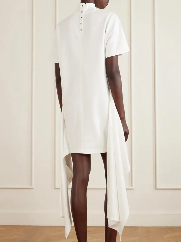 Alaïa Cotton-blend Jersey Mock Neck Mini Dress With Cascading Panels