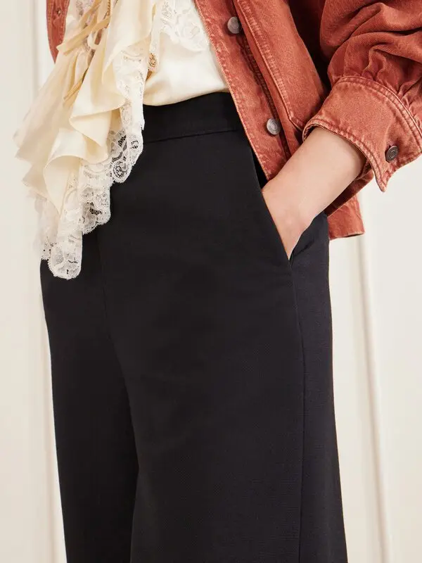 Chloé Wide-leg Wool Crepe Cropped Ankle Pants