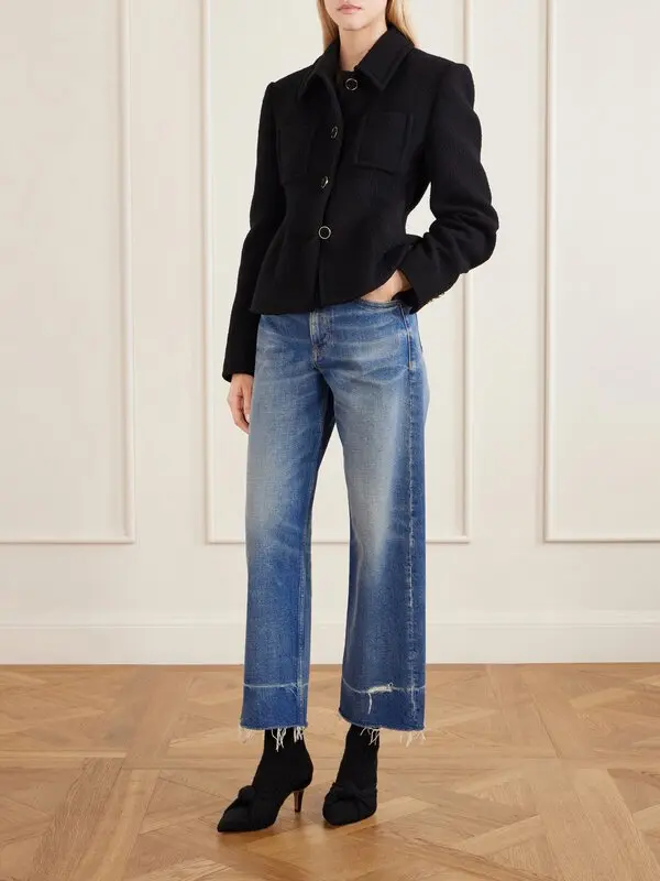 Chloé Wool-blend Bouclé Jacket With Gold Ring Button Detail