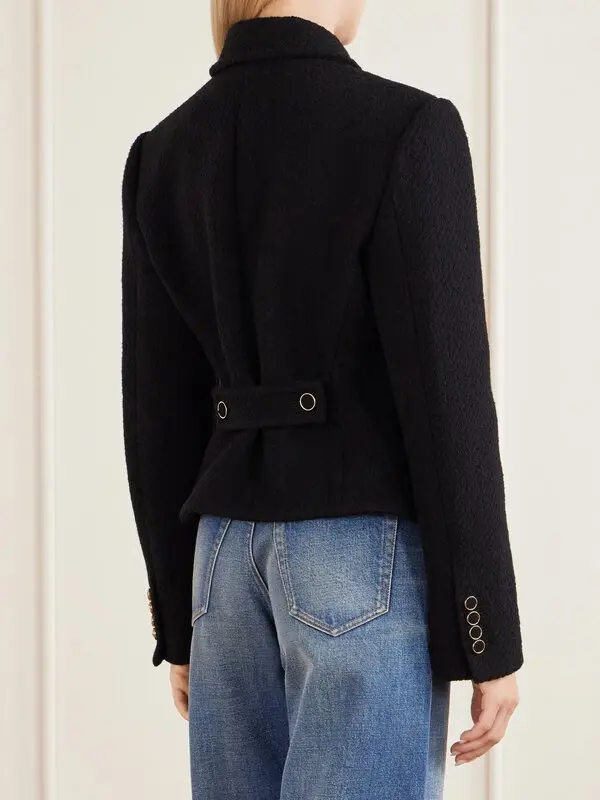 Chloé Wool-blend Bouclé Jacket With Gold Ring Button Detail