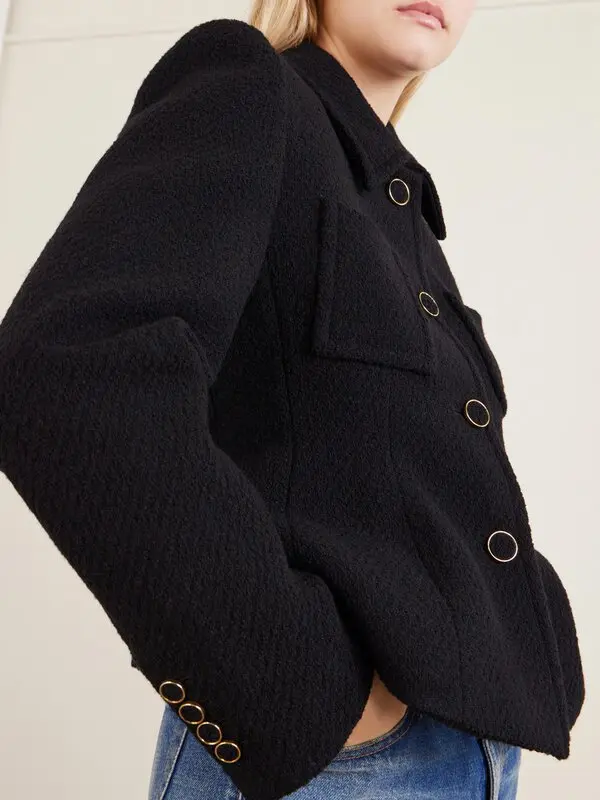 Chloé Wool-blend Bouclé Jacket With Gold Ring Button Detail