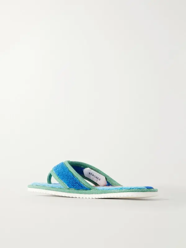 Versace Striped Cotton-terry Flip Flops