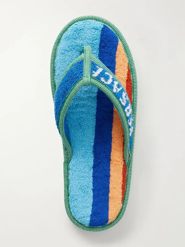 Versace Striped Cotton-terry Flip Flops