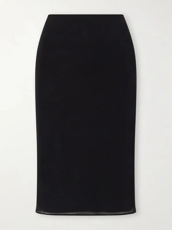 THE ROW Ivera Silk-blend Chiffon Midi Skirt - Black