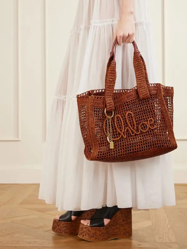 Chloé Summer Banana Raffia Tote - Brown