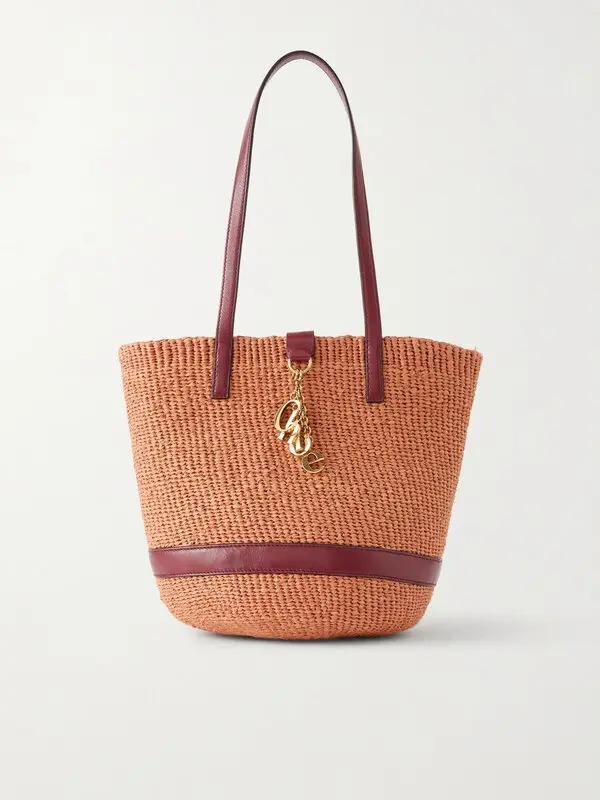 Chloé Raffia Tote Bag With Leather Trim