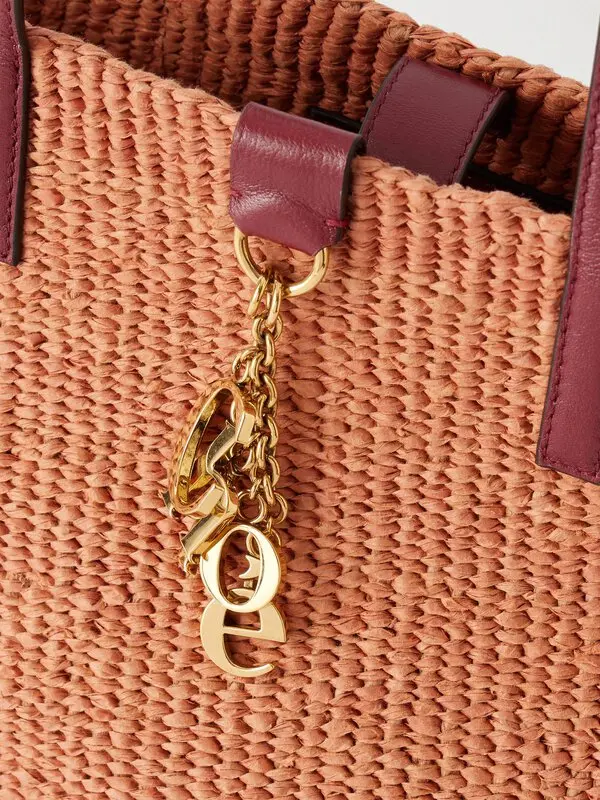 Chloé Raffia Tote Bag With Leather Trim