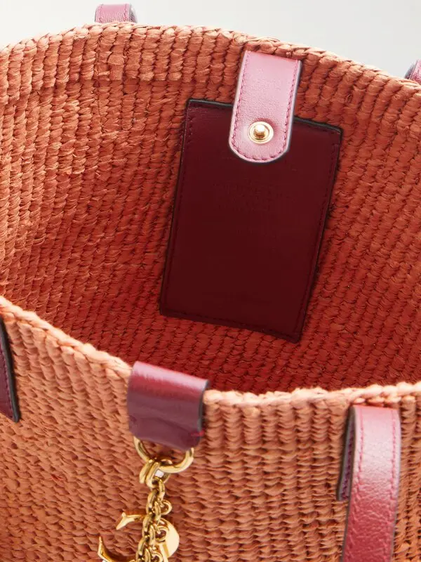Chloé Raffia Tote Bag With Leather Trim