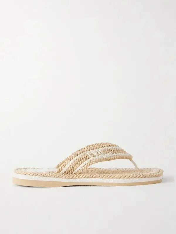 Chloé Embroidered Striped Flat Sandals