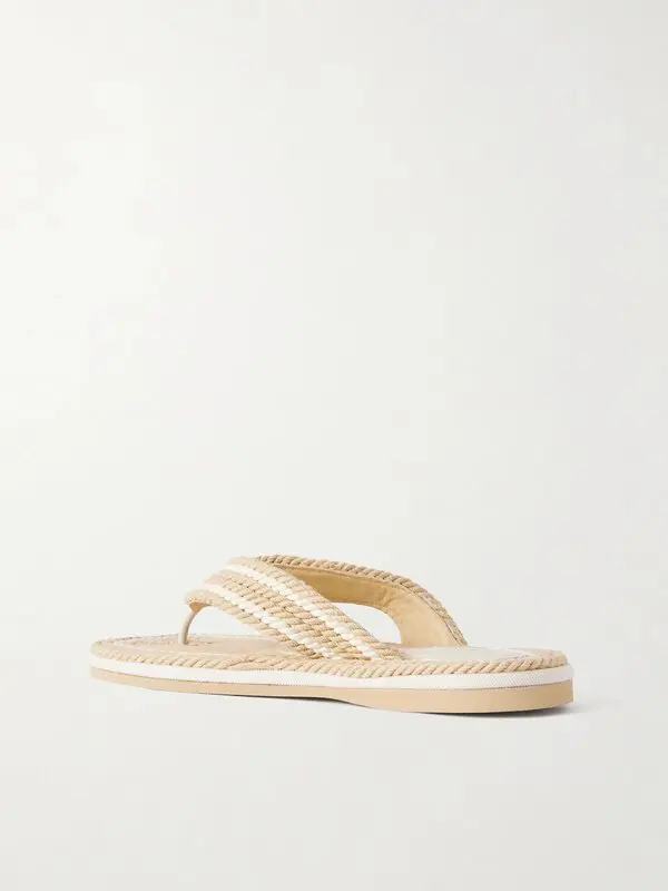 Chloé Embroidered Striped Flat Sandals