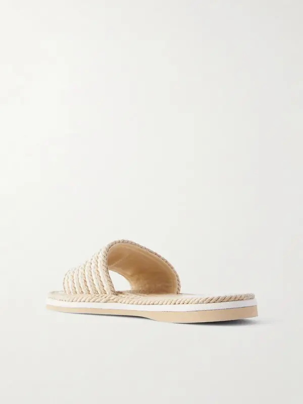 Chloé Embroidered Striped Cord Slides