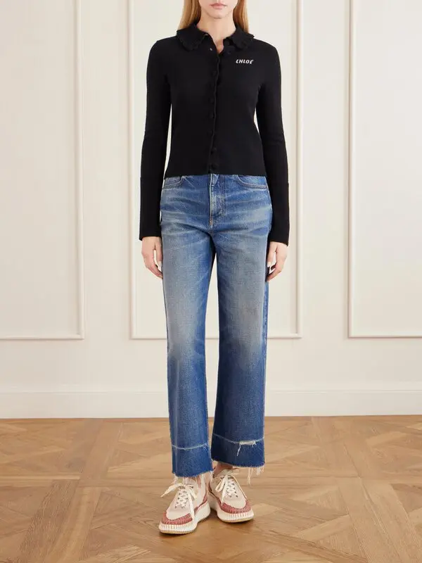 Chloé Nama Embroidered Suede And Recycled-mesh Sneakers