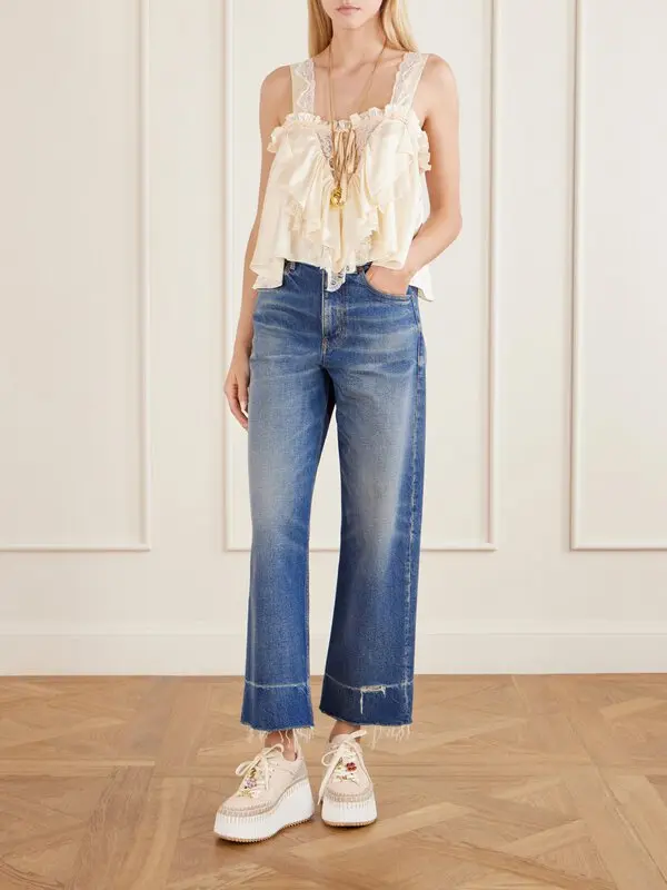 Chloé Nama Patchwork Leather Platform Sneakers - Neutrals