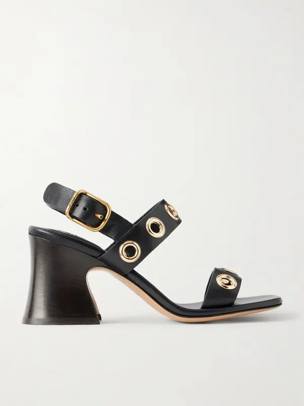 Chloé Embellished Leather Block Heel Sandals