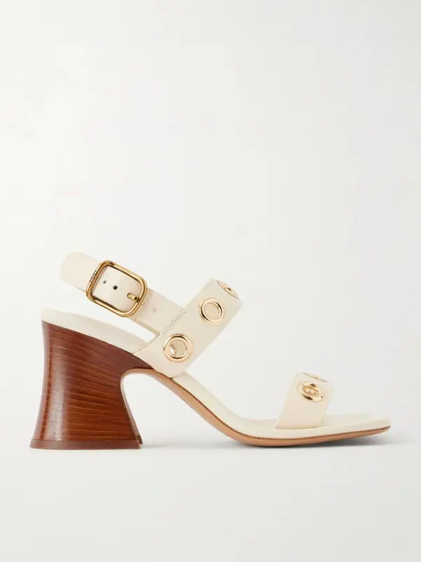 Chloé Embellished Leather Block Heel Sandals