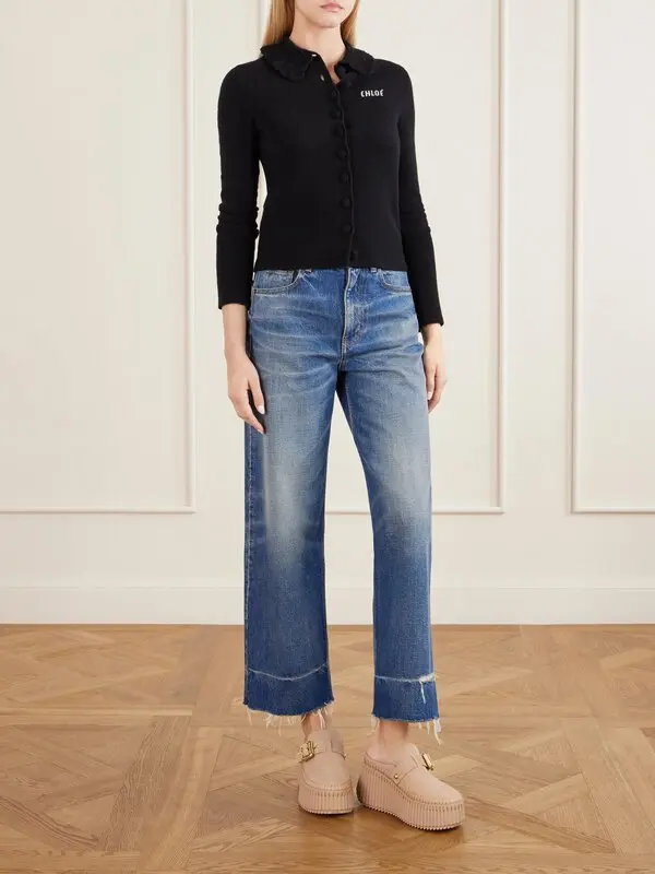 Chloé Suede Platform Mules With Gold-tone Buckle - Neutrals