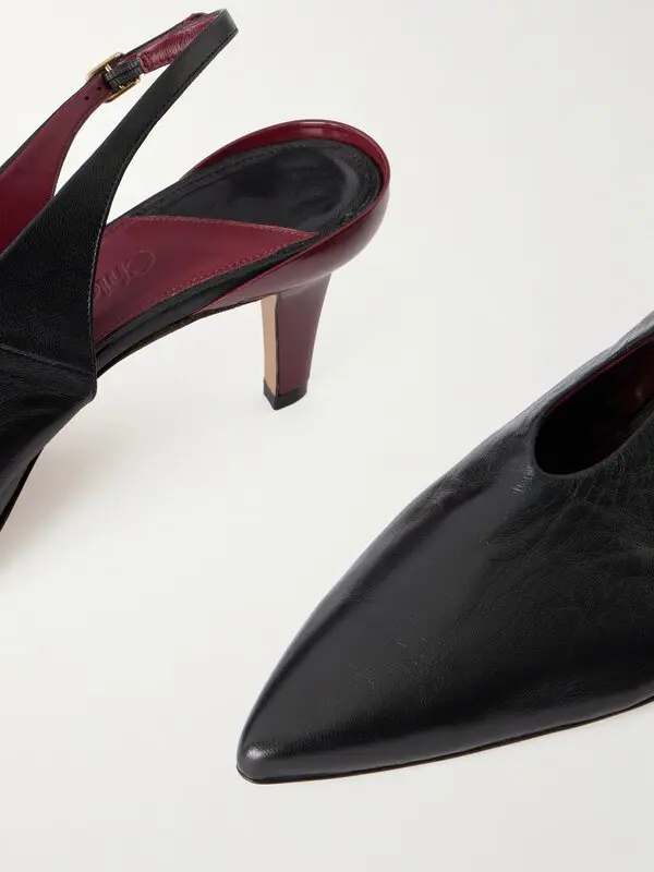 Chloé Suzie Leather Slingback Pumps - Black