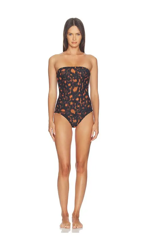 Eywasouls Malibu Soleil Bandeau One Piece In Brown - Solstice Leopard