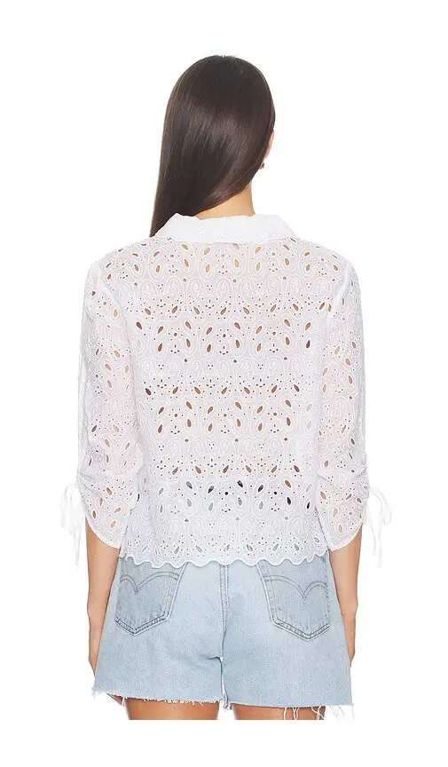 FRAME Paisley Eyelet Cinch Sleeve Shirt
