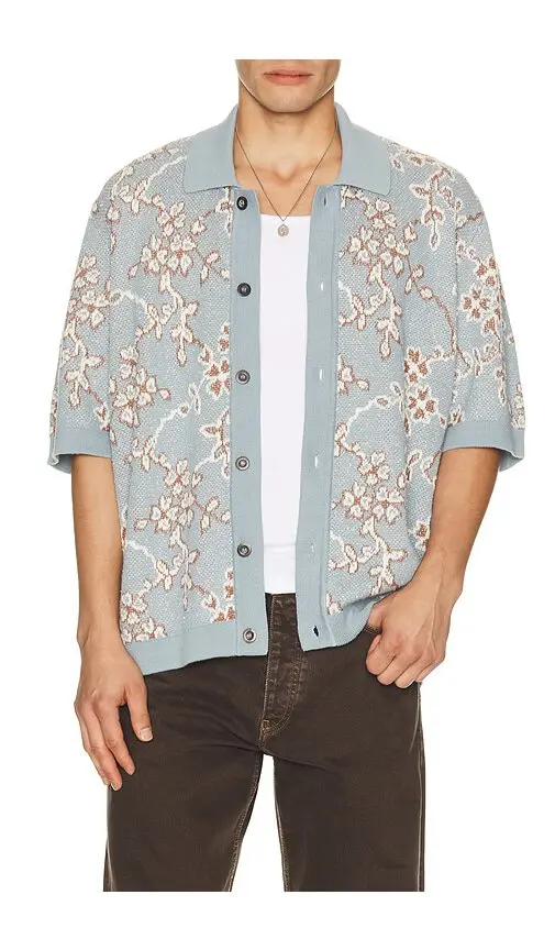 CORRIDOR Trellis Knit Shirt In Blue
