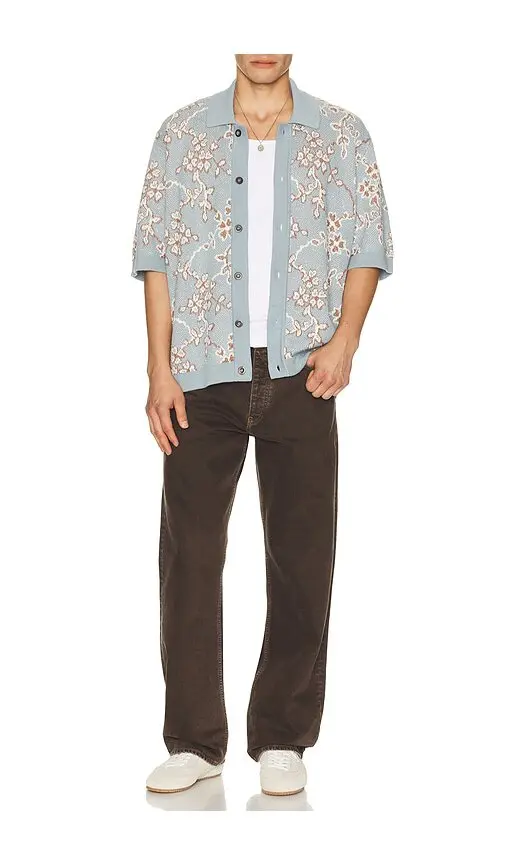 CORRIDOR Trellis Knit Shirt In Blue