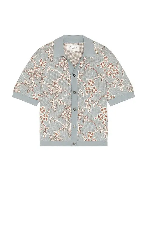 CORRIDOR Trellis Knit Shirt In Blue