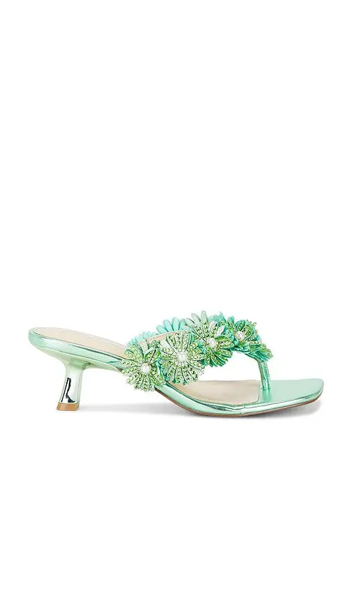 Steve Madden X Betsey Johnson Lesli Embellished Flower Kitten Heel Sandal