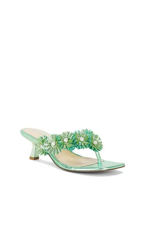 Steve Madden X Betsey Johnson Lesli Embellished Flower Kitten Heel Sandal