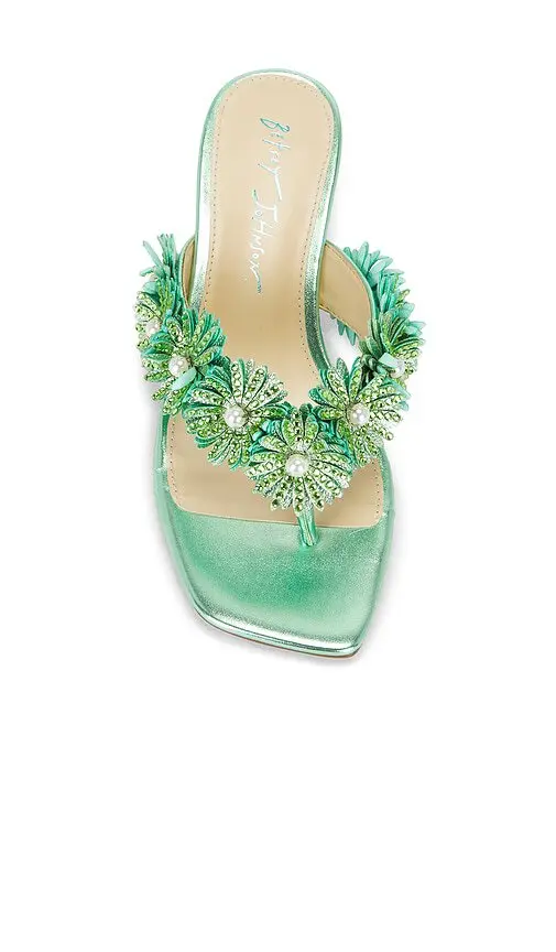 Steve Madden X Betsey Johnson Lesli Embellished Flower Kitten Heel Sandal