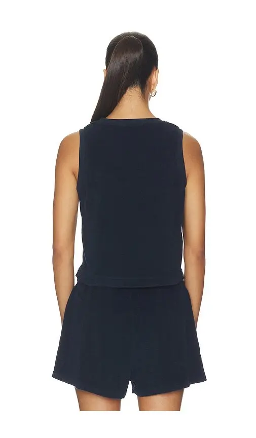 PERFECTWHITETEE Esther Loop Terry High Neck Crop Tank