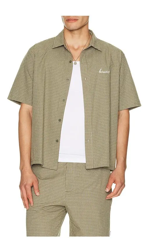 BOUND Gingham Cropped Shirt In Green