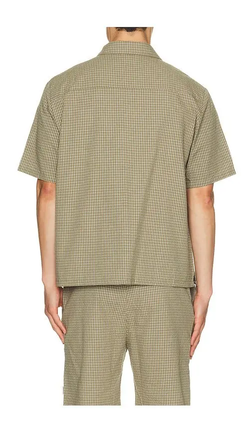 BOUND Gingham Cropped Shirt In Green