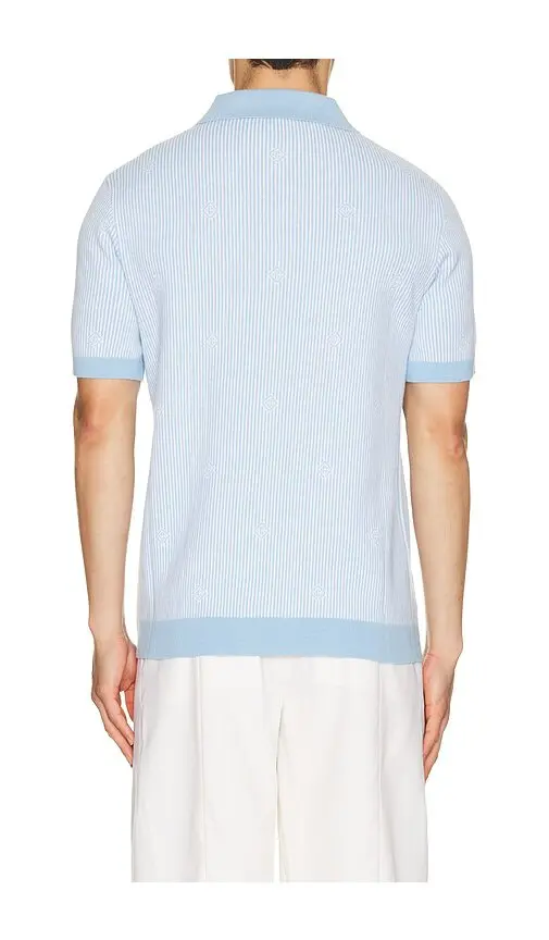 Casablanca Pinstripe Polo Shirt In Blue - Light Blue