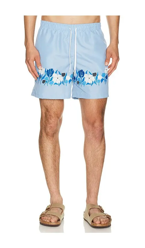 BATHER Regatta Lawn Printed Swim Trunks - Blue