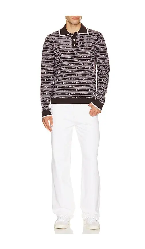 Casablanca Wordmark Long Sleeve Polo In . Also - Brown