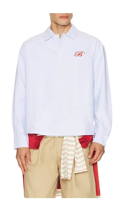 BOUND Half Button Script Oxford Shirt In . Also