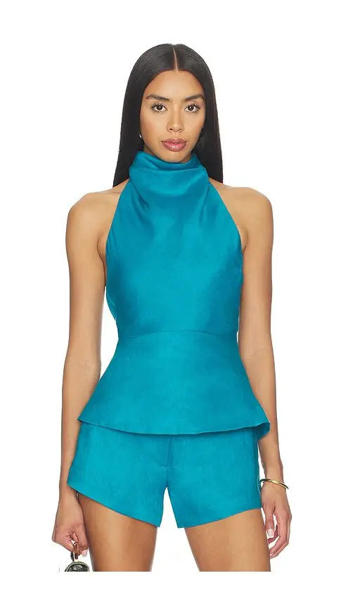 SHANI SHEMER Breielle Halterneck Top - Teal