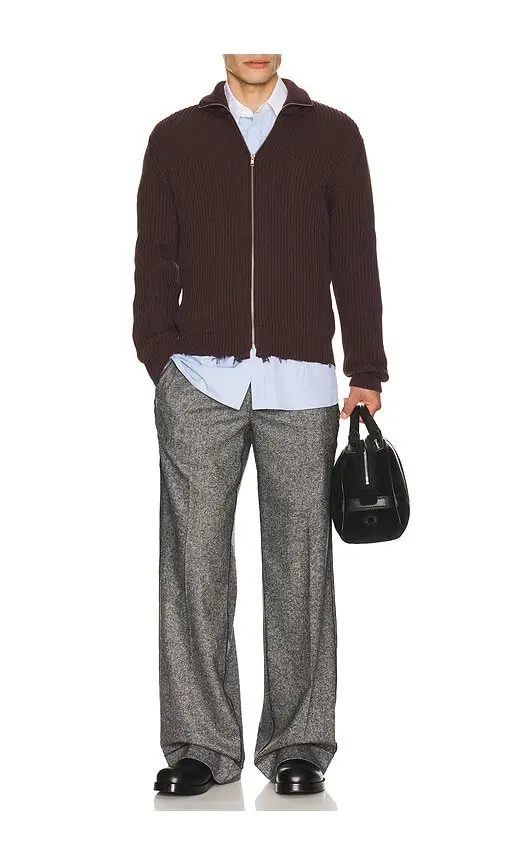 MAISON MARGIELA Zip-up Ribbed Sports Jacket - Brown