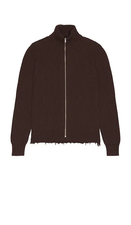 MAISON MARGIELA Zip-up Ribbed Sports Jacket - Brown